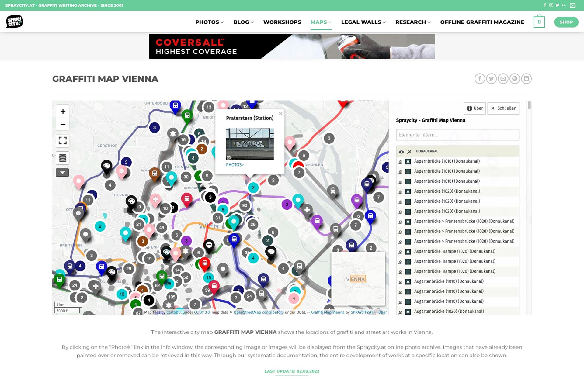 Graffiti Map Vienna - Wiener Graffiti Stadtplan - SPRAYCITY.AT